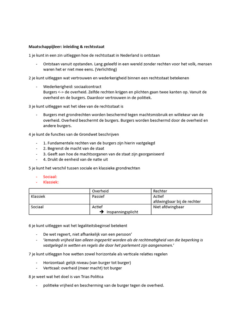 Leerdoelen Rechtsstaat | PDF