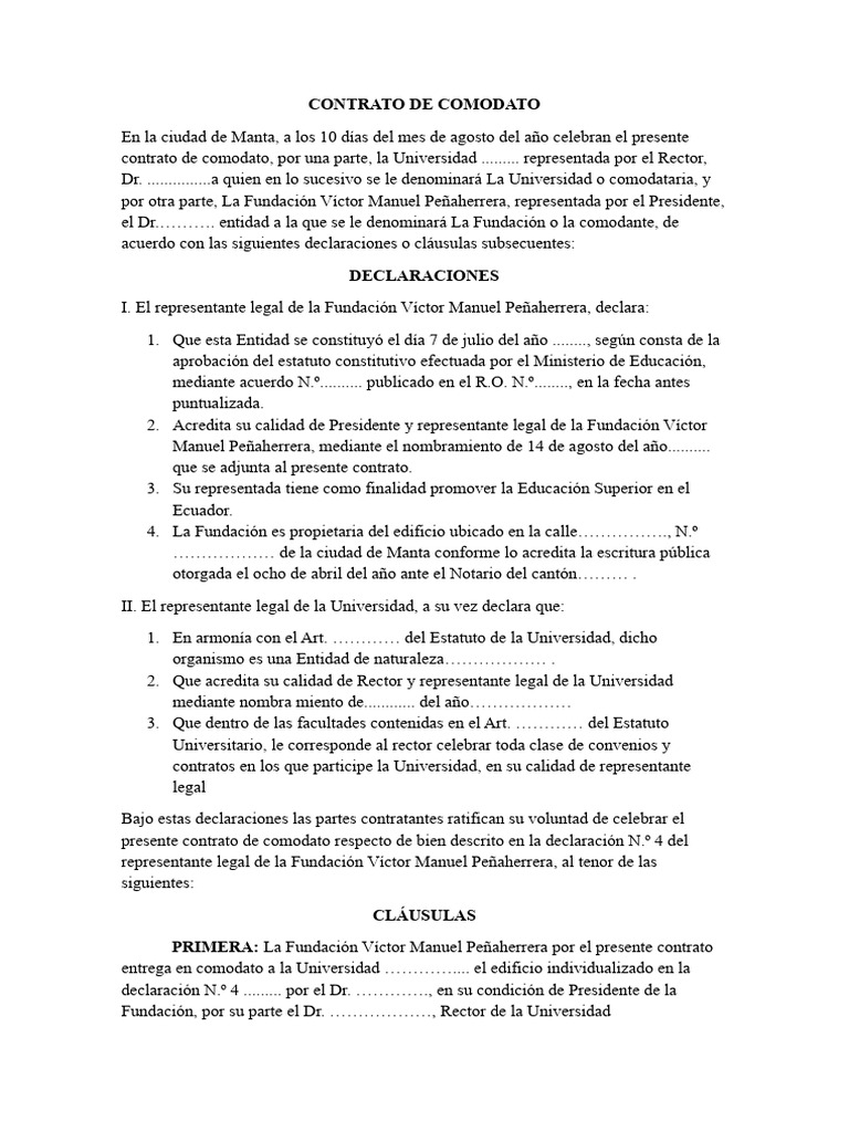 Contrato de Comodato | PDF