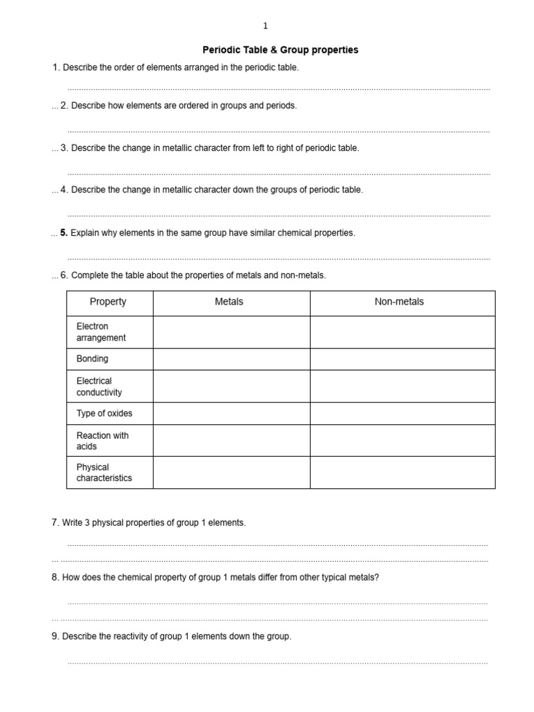 Periodic Table & Group Properties | PDF | Physical Sciences | Materials