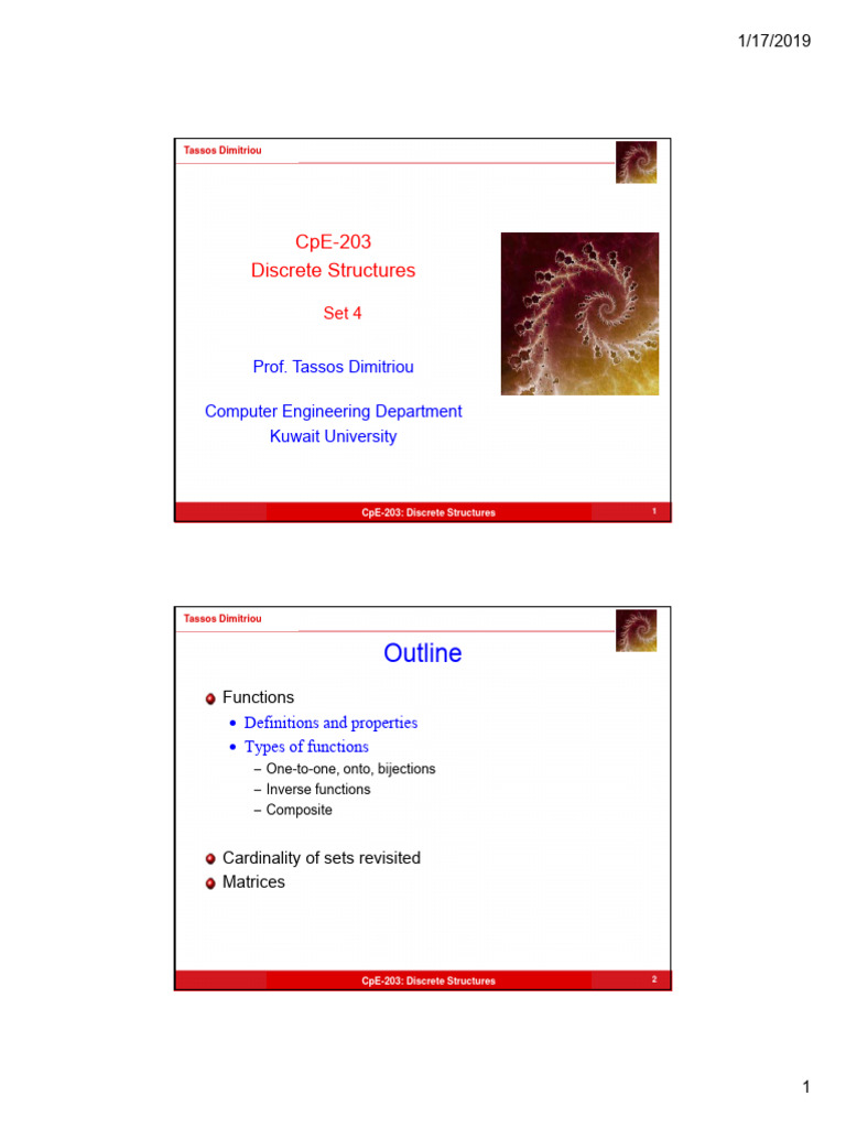 DM Set04 Functions | PDF | Matrix (Mathematics) | Function (Mathematics) DM Set04 Functions | PDF | Matrix (Mathematics) | Function (Mathematics)