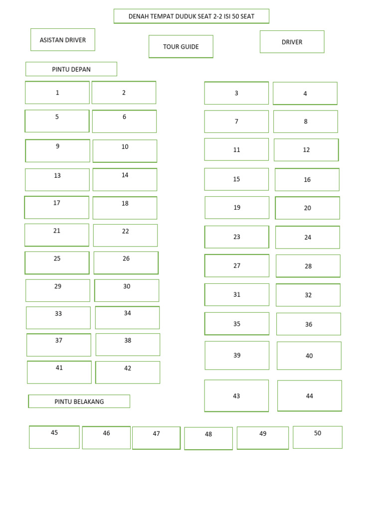 Denah Kursi Bus 50 Seat 2-2 | PDF