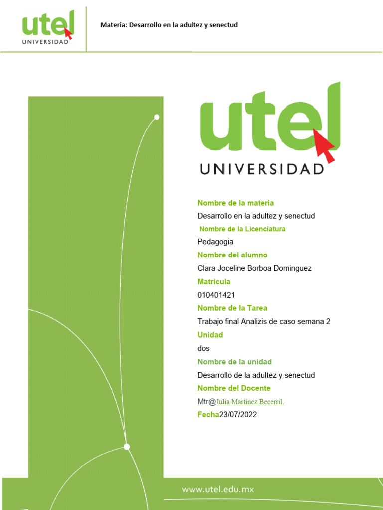 Desarrollo en La Adultez y Senectud - Evaluación Clarajoceline Borboa | PDF | Adultos | Evaluación