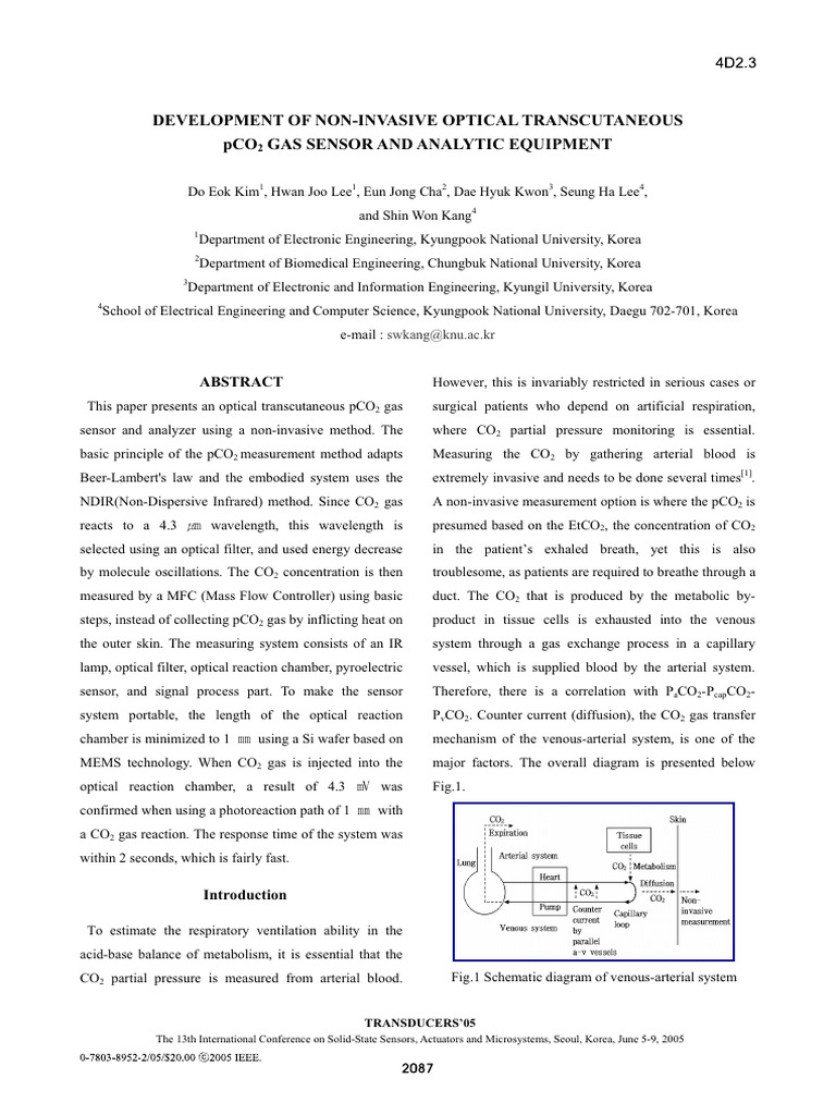 Development of Non-Invasive Optical Transcutaneous pCO Gas Sensor and ...