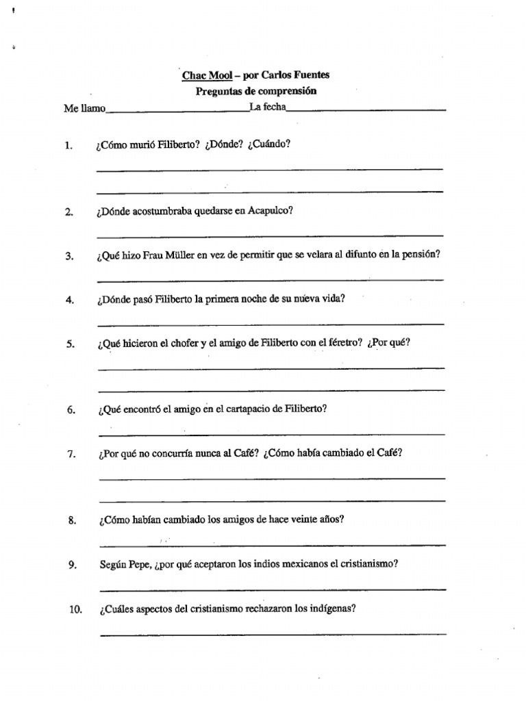 Chac Mool Preguntas 1hn3dho | PDF