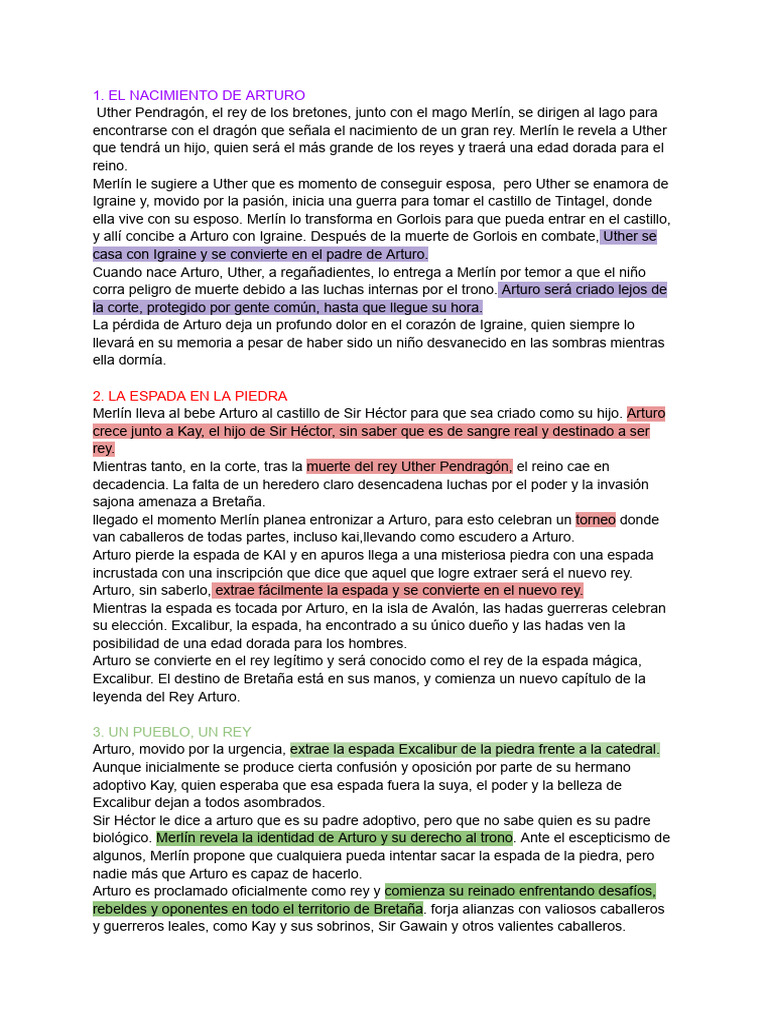 La Leyenda del Rey Arturo y Sir Pellinor | PDF | Esmerejón | Rey Arturo