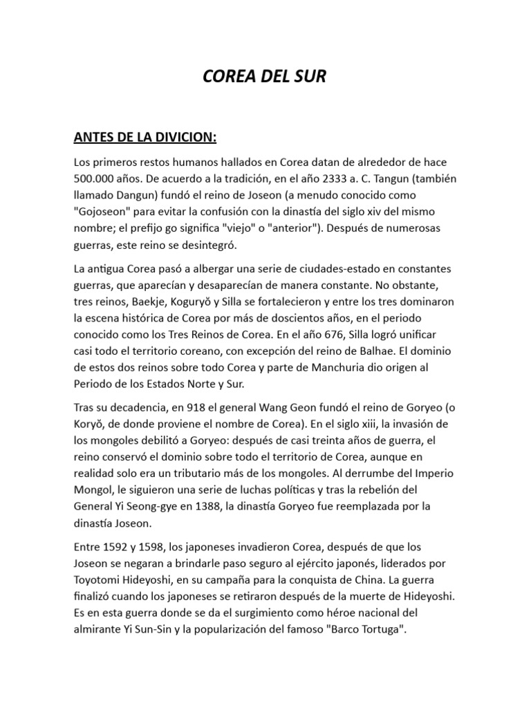 Corea Del Sur Pdf Corea Del Sur Política Mundial
