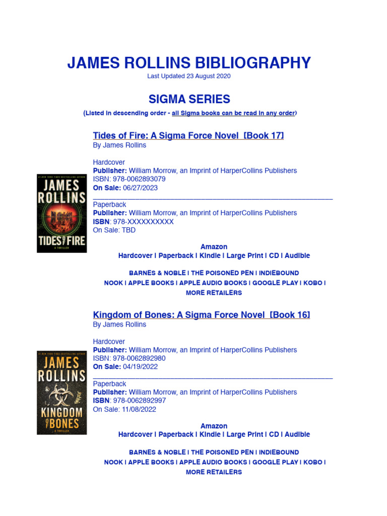 James Rollins Sigma Series Books | PDF | Barnes & Noble | Harper Collins