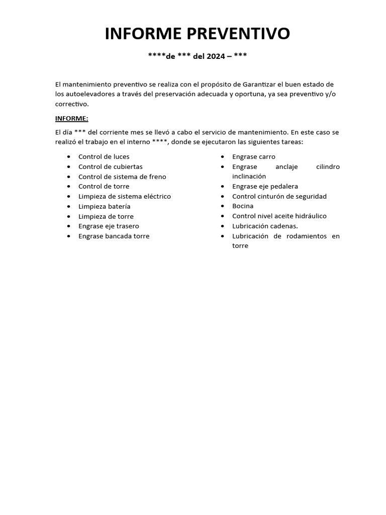 Modelo Informe Preventivo | PDF