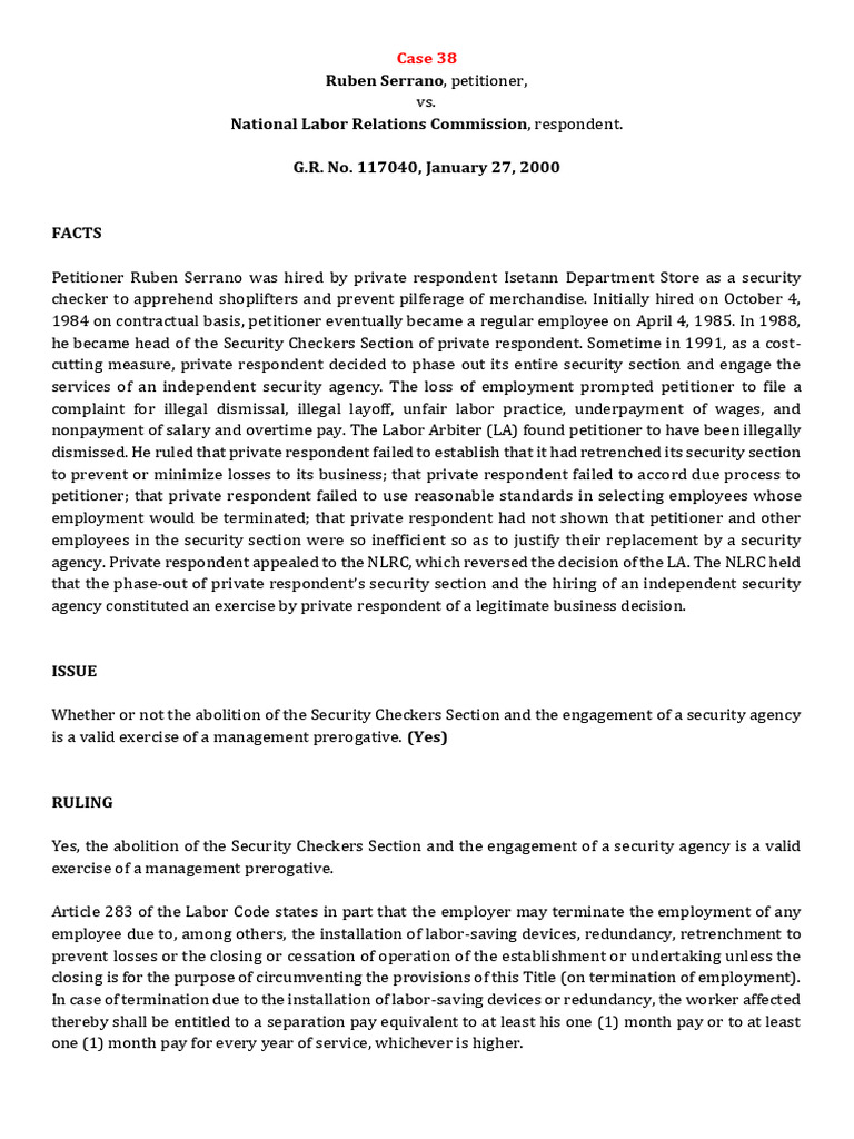 Labor Law Case: Employment Termination Ruling | PDF | Employment ...