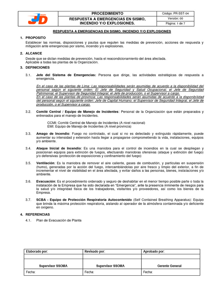 8.2 Procedimiento Referencial - Rpta A Emergencias Ed 4 DAIRA SAC | PDF ...