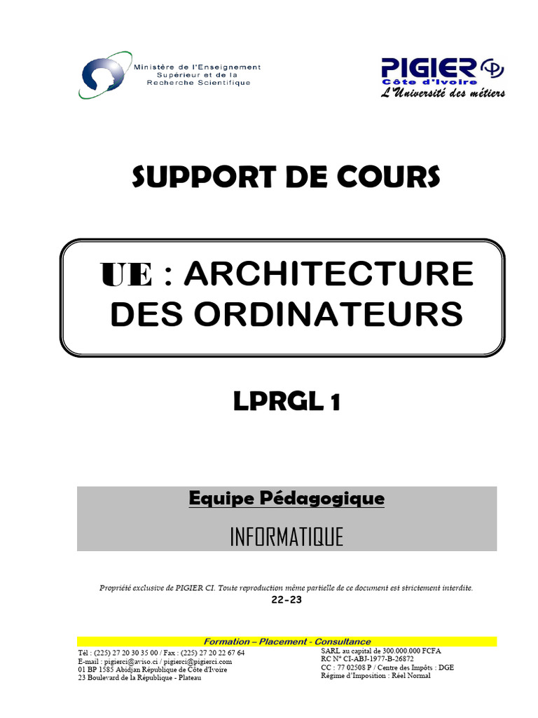 Composantes et fonctionnement des ordinateurs | PDF | Microprocesseur ...