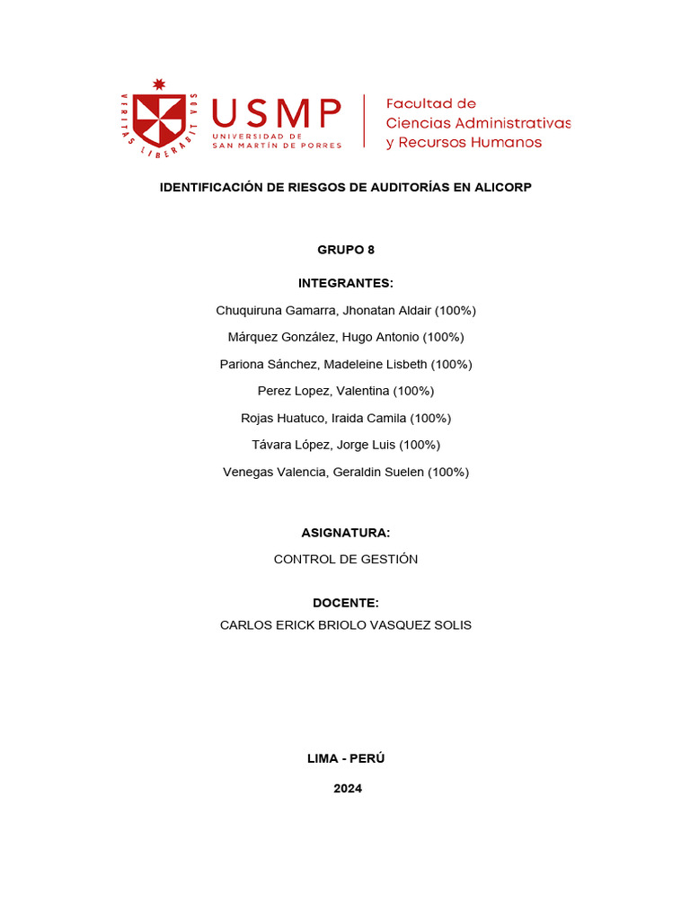 Identificación de Riesgos de Auditorias en Alicorp - Grupo 8 | Descargar gratis PDF | Auditoría ...