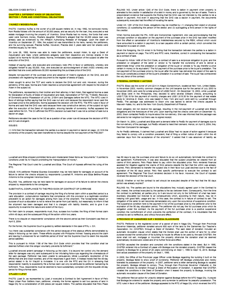02 Case Compilation Oblicon | Download Free PDF | Lease | Breach Of Contract