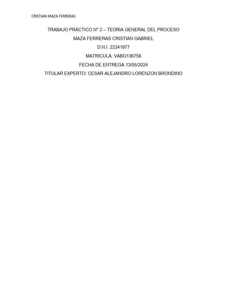 tp2 Teoria General Del Proceso | PDF | Jurisdicción | Demanda judicial