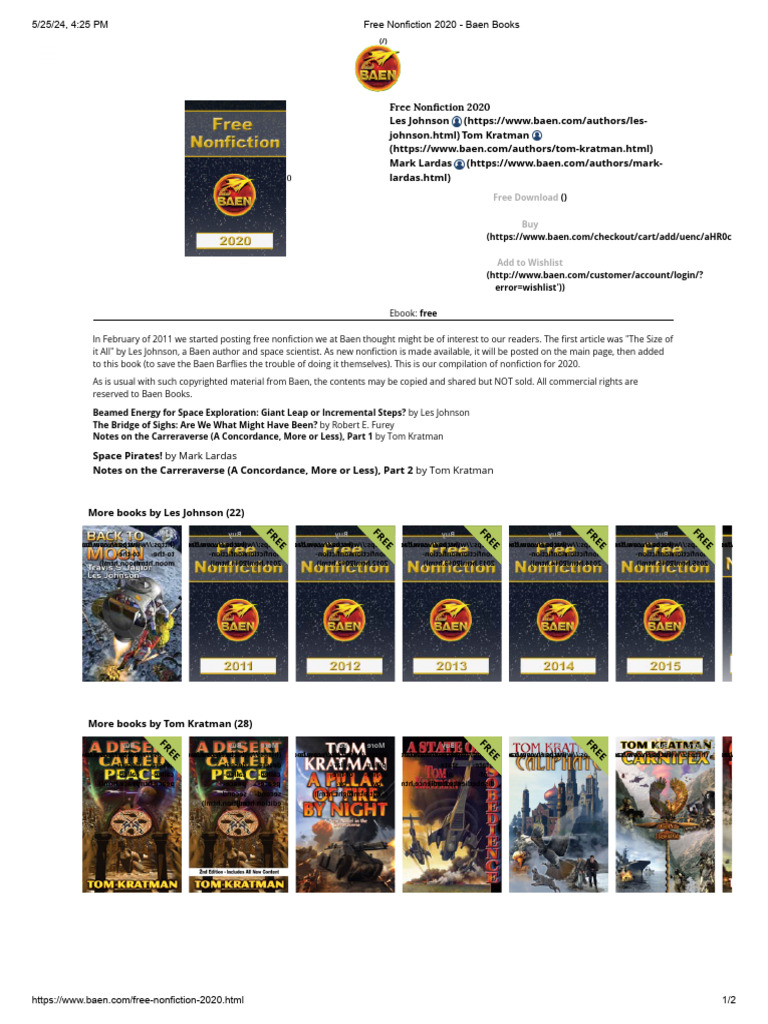 Free Nonfiction 2020 - Baen Books | PDF | Publishing