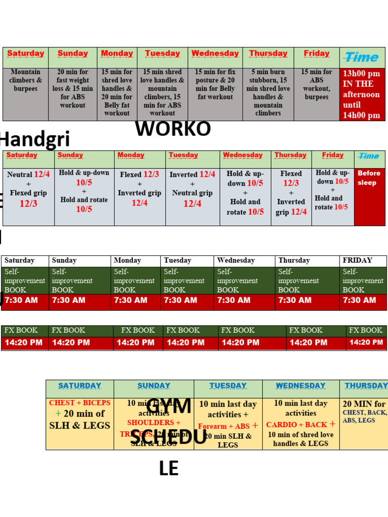 Activities Schedule | PDF | Physical Exercise | Physical Fitness
