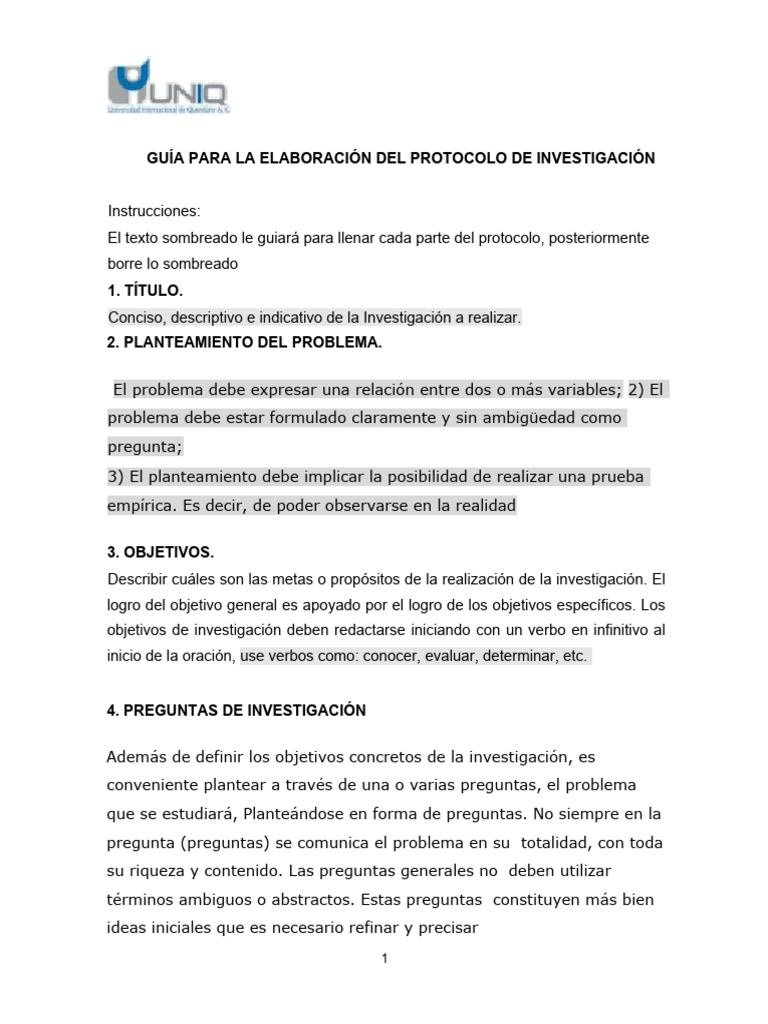 Guia para Elaborar Protocolo de Investigación | PDF | Teoría | Estadísticas