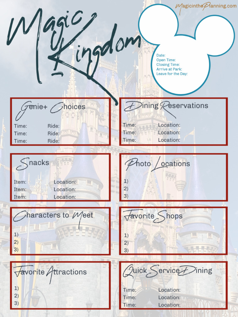 Magic-Kingdom-Planning-Sheet | PDF
