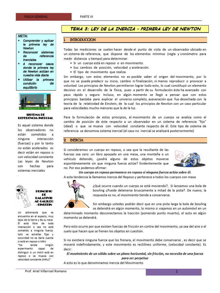 Leyes de Newton 1 y 3 | Descargar gratis PDF | Inercia | Fuerza
