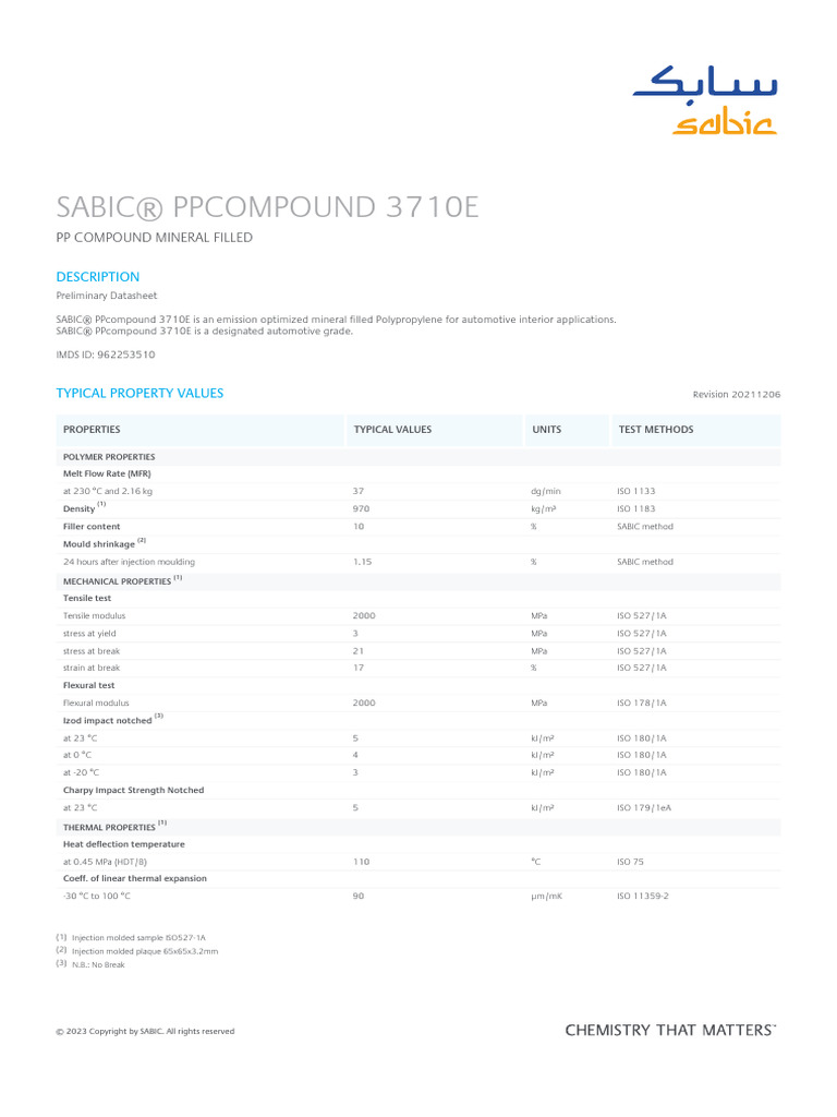 SABIC® PPcompound_3710E_Global_Technical_Data_Sheet | PDF | Building Materials | Materials Science