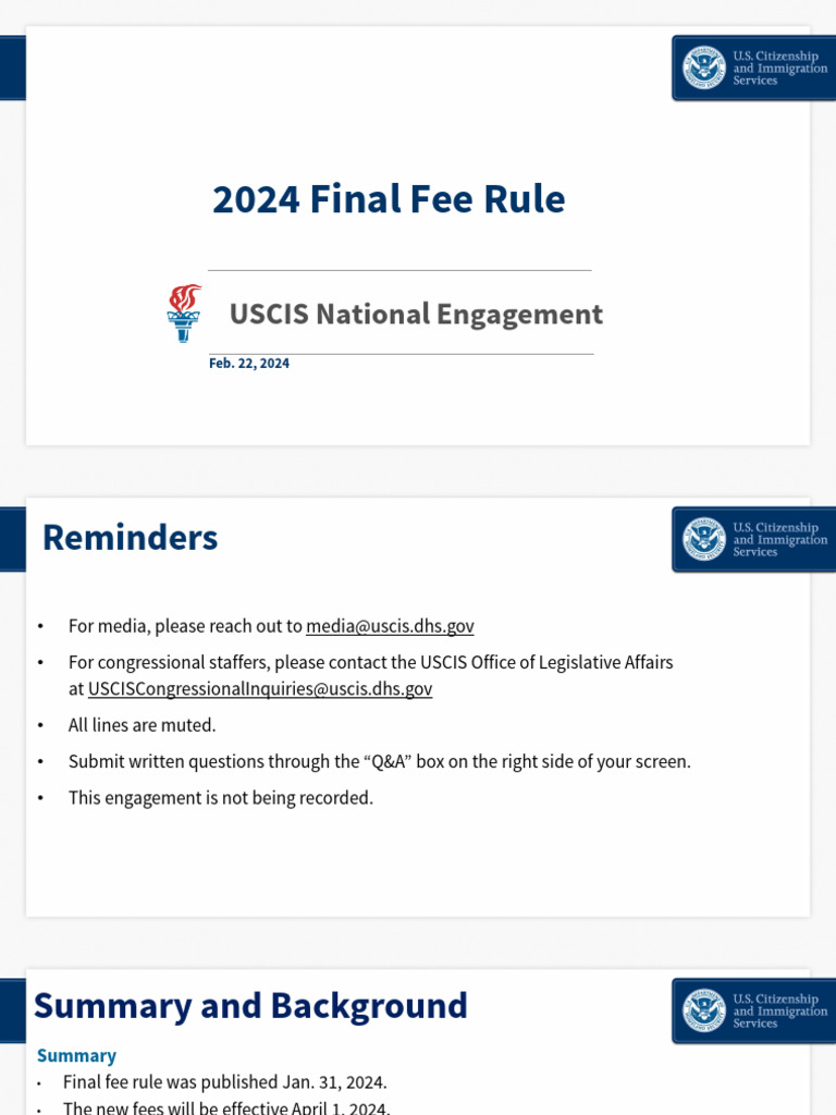 2024 Final Fee Rule | PDF | H 1 B Visa