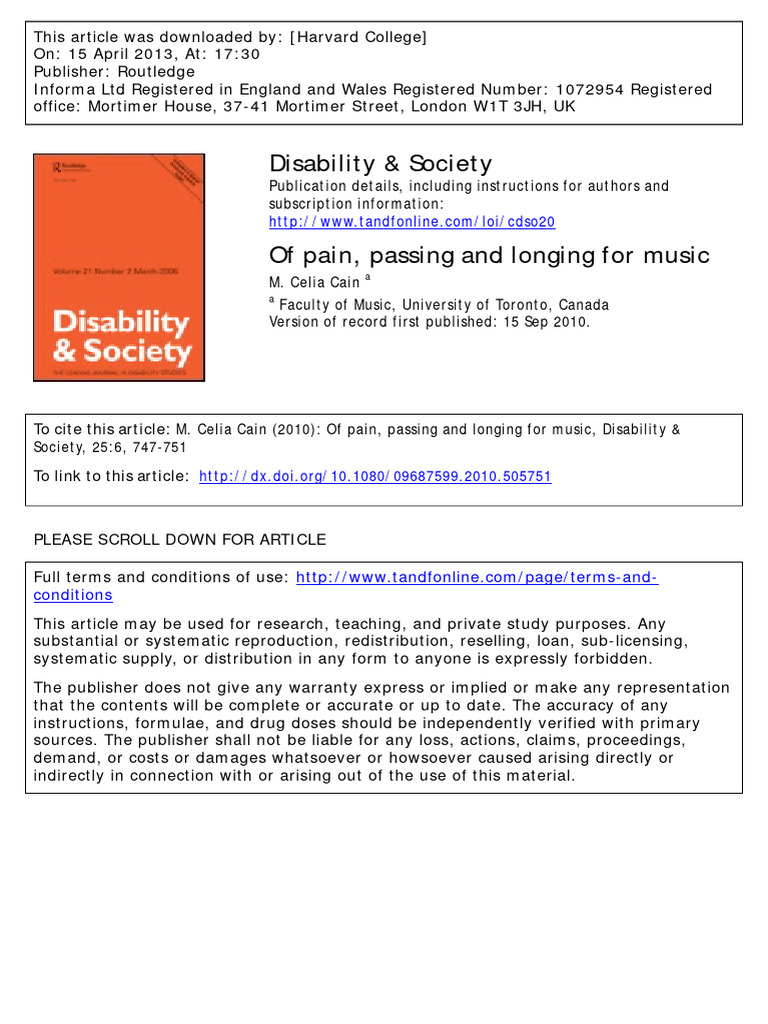 Cain | PDF | Disability | Pain