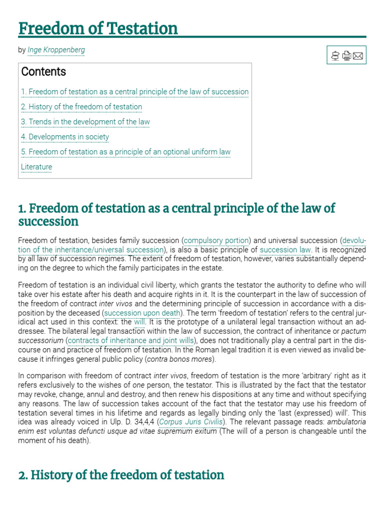 Freedom of Testation - Max-EuP 2012 | PDF | Will And Testament | Property