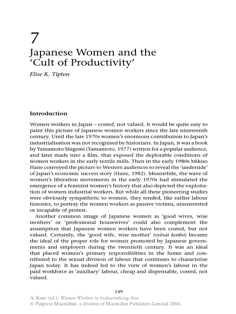 Japanese Women's Role in Productivity Cult | PDF | Woman | Gender