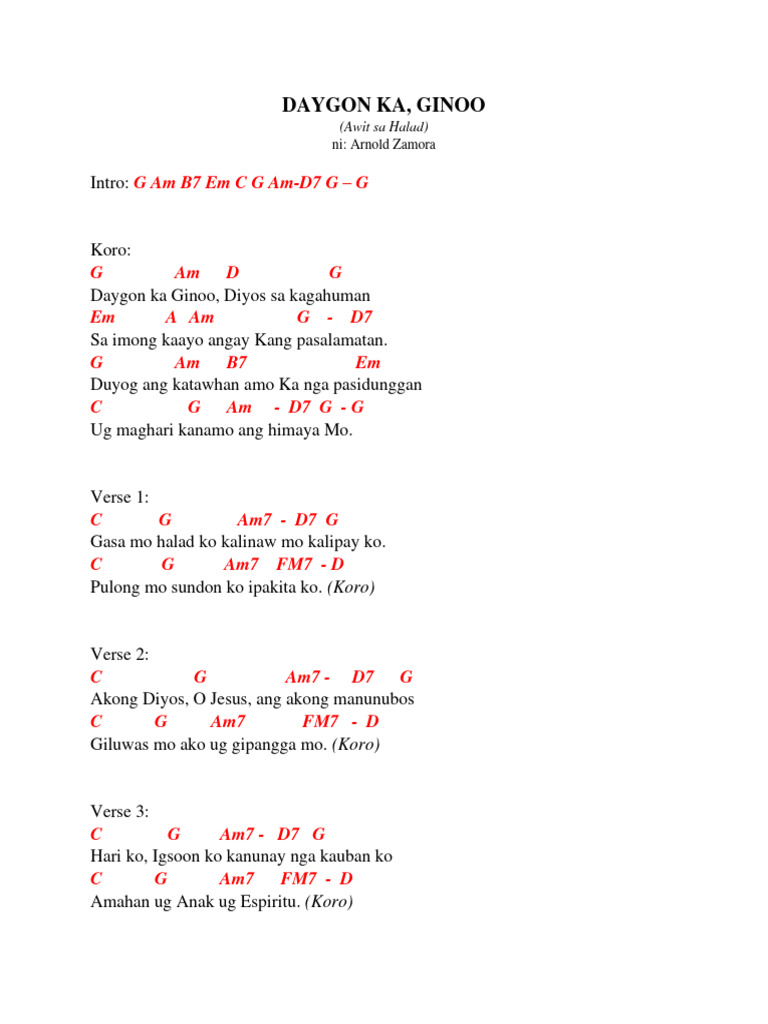 DAYGON KA, GINOO - Arnold Zamora (Awit Sa Halad) | PDF