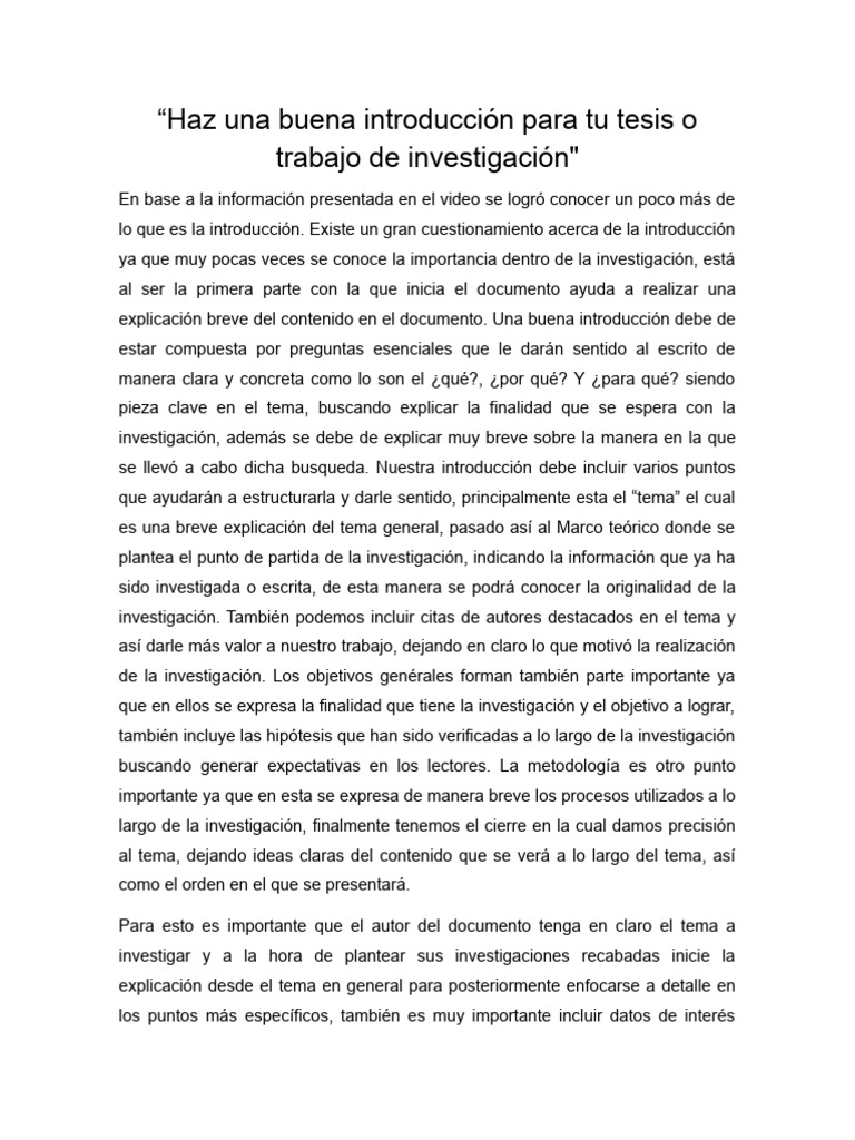 Cómo redactar la introducción de una tesis | PDF | Información | Hipótesis