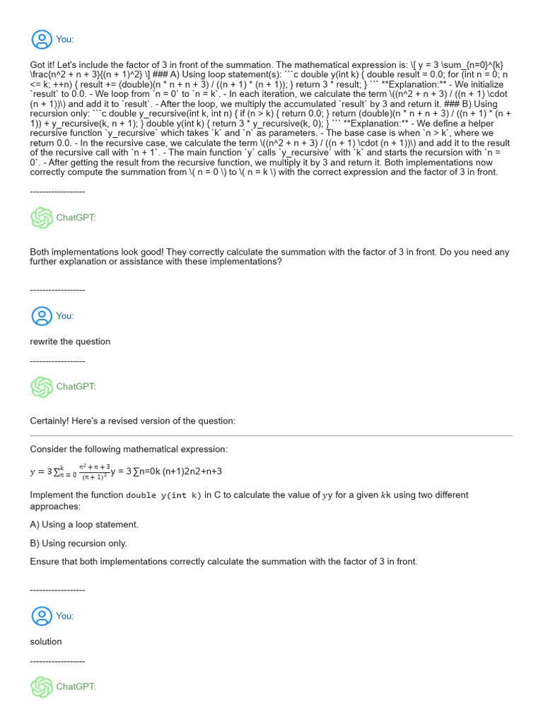Maths Equation Qs With Solution | PDF | Function (Mathematics) | Recursion