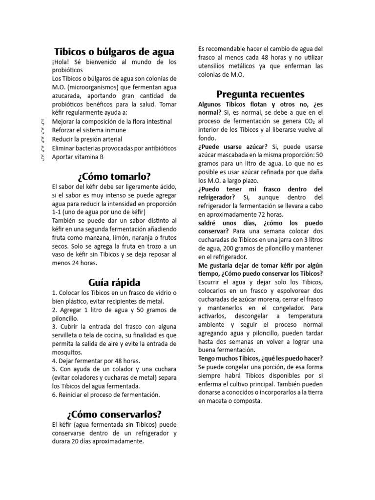 Tibicos o Búlgaros de Agua | PDF