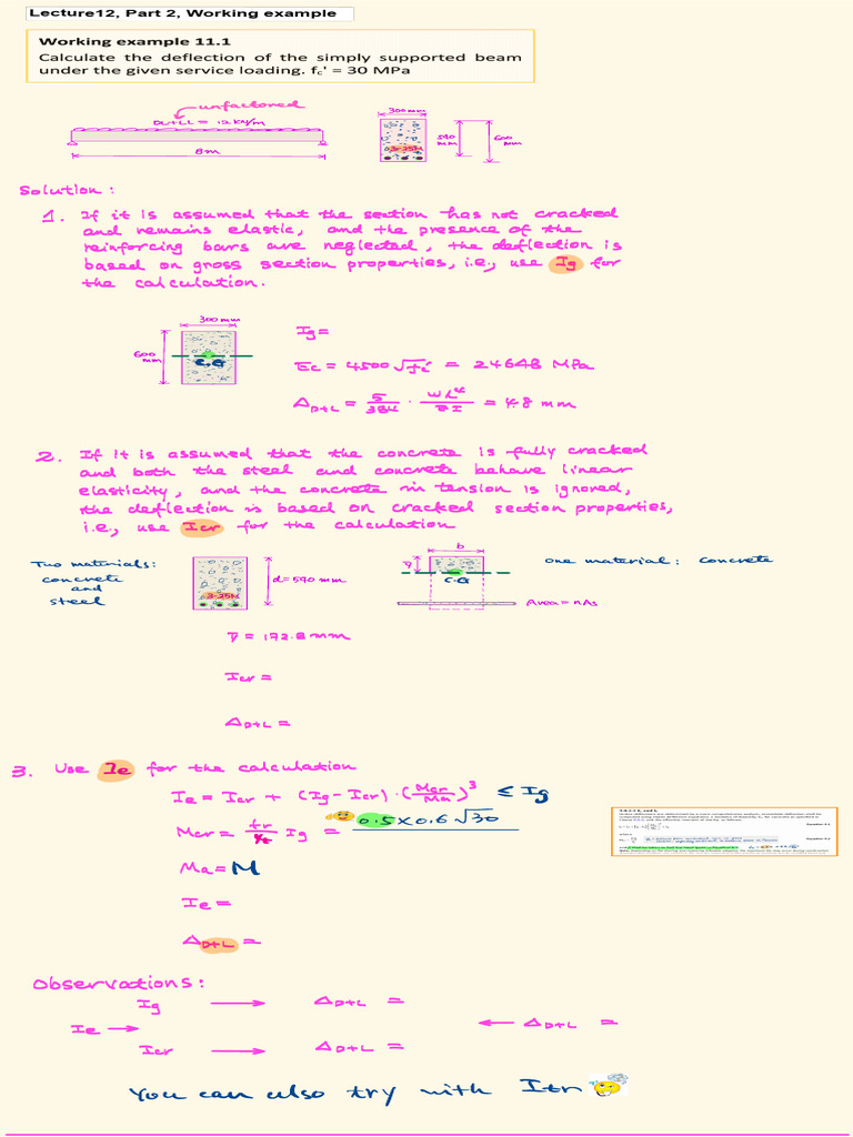 BCEE 345 - Lecture 12, Part 1, Working Example - 1 | PDF