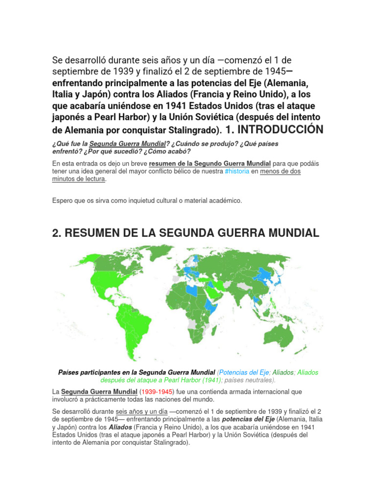 Resumen de la Segunda Guerra Mundial | PDF | Aliados de la Segunda ...
