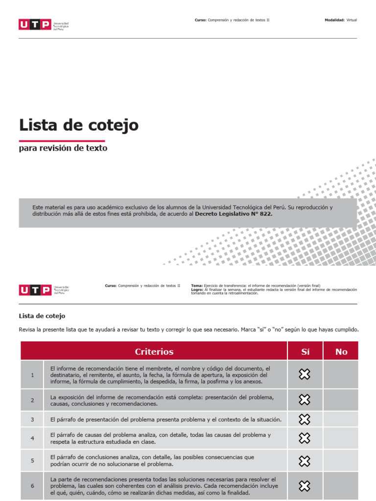 PC1 - Lista de Cotejo para El Texto | PDF | Arte | Informática