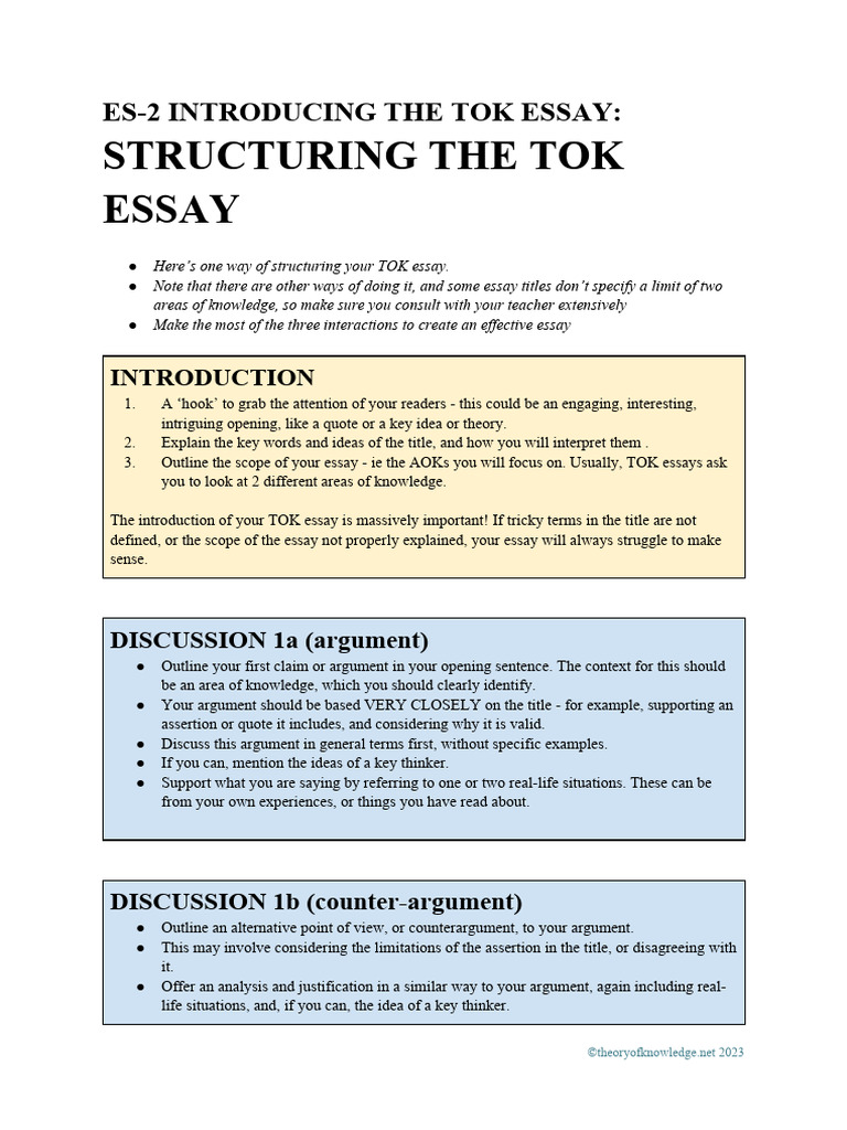 TOK Essay Structure | PDF | Essays | Argument