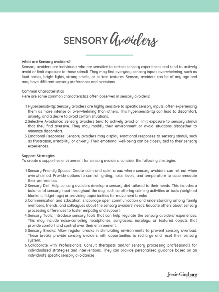 Sensory Avoiders | Download Free PDF | Senses | Emotions