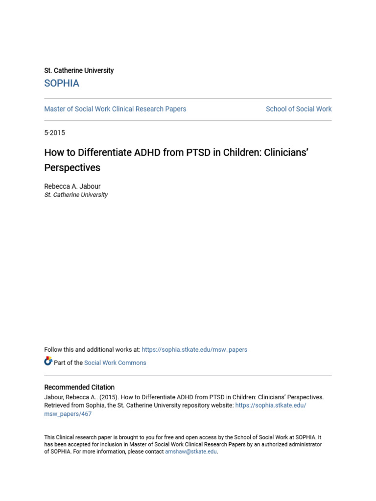 ADHD vs PTSD in Children: Clinician Insights | PDF | Attention Deficit ...