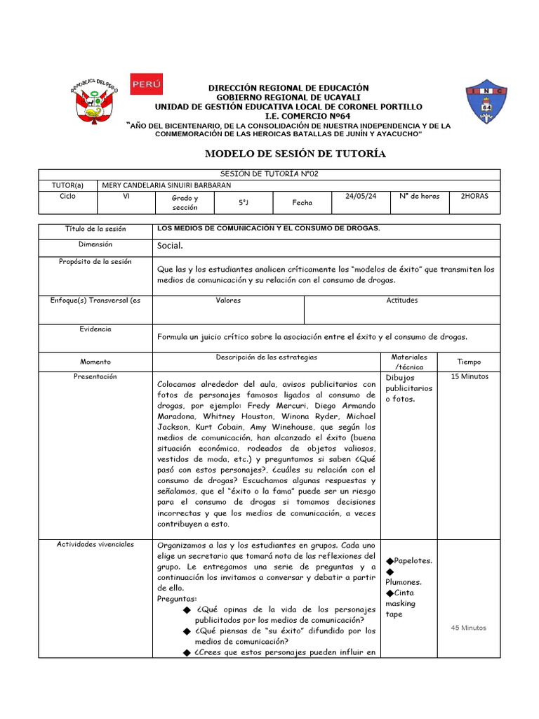 Tutoria Sesion N°2 | PDF