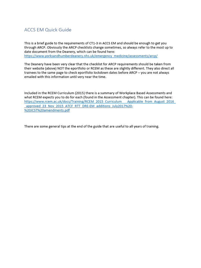 Accs em Quick Guide | PDF | Anesthesia | Medical Specialties