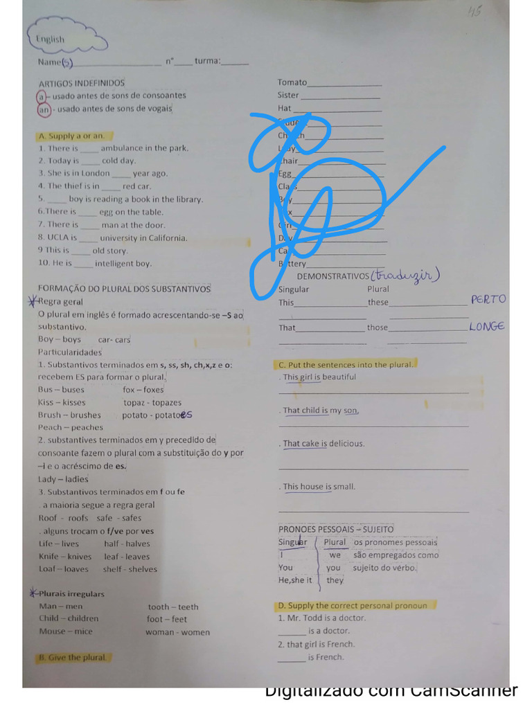 TD de INGLES - Gramatica Basica-1 | PDF