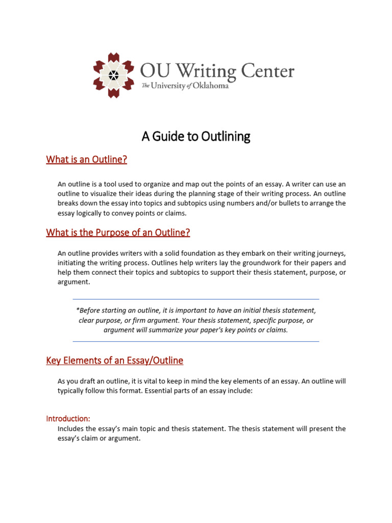 The OU Writing Center Outline Guide Revised | PDF | Essays | Creative ...