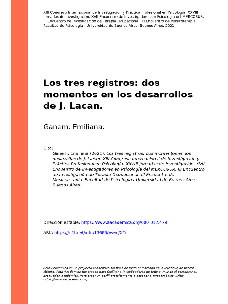 Ganem, Emiliana (2021) - Los Tres Registros Dos Momentos en Los ...
