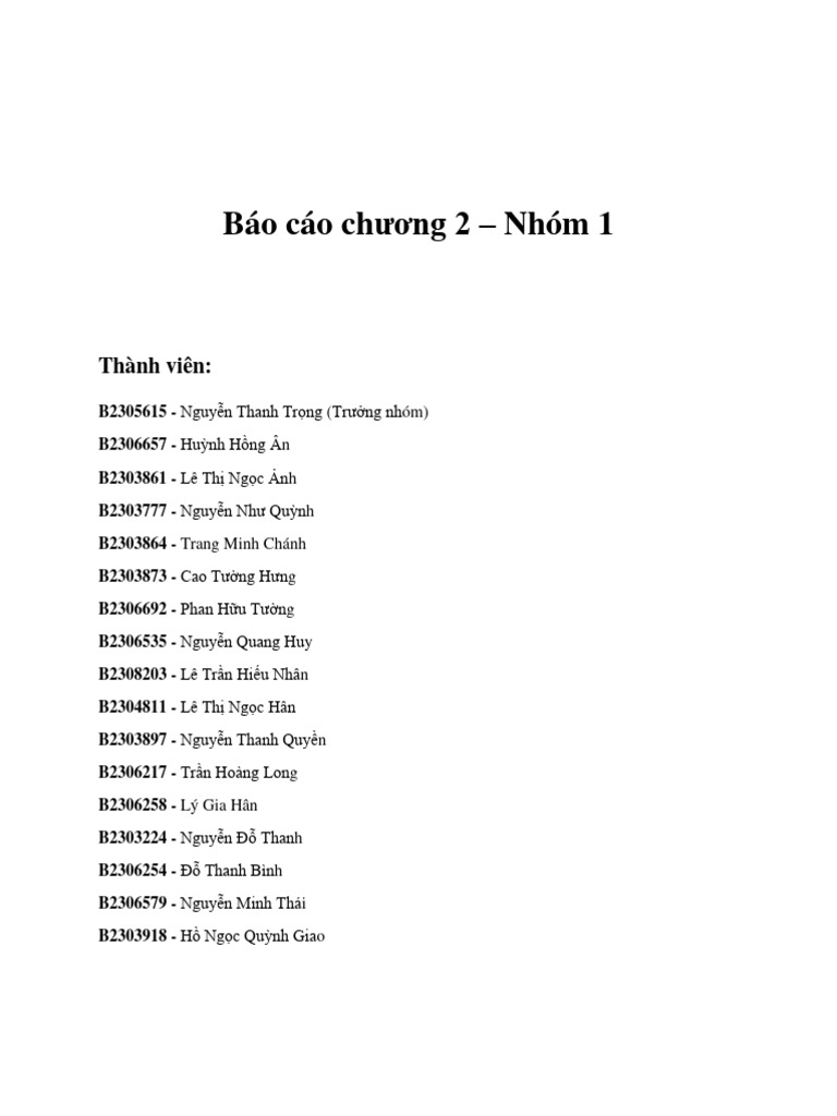 Bao Cao Chuong 2 Nhom1 | PDF