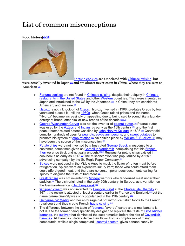 List of Common Misconceptions - Food History | PDF | Microwave | Food ...