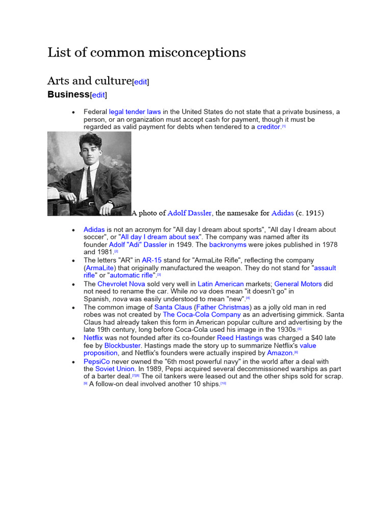 List of Common Misconceptions - Arts & Culture | PDF