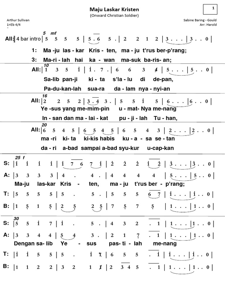Notasi dan Lirik Maju Laskar Kristus | PDF