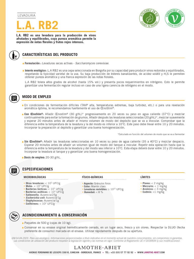 FT Es La RB2 | PDF | Levadura | Vino