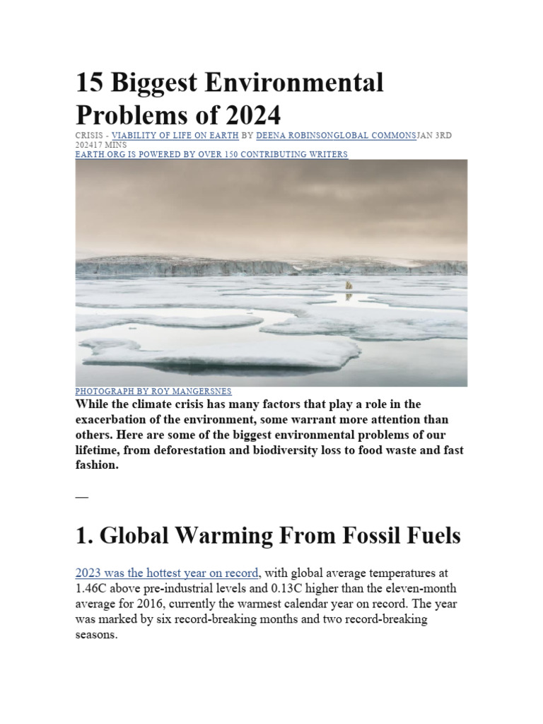 15 Biggest Environmental Problems of 2024 | PDF | Ocean Acidification | Climate Change