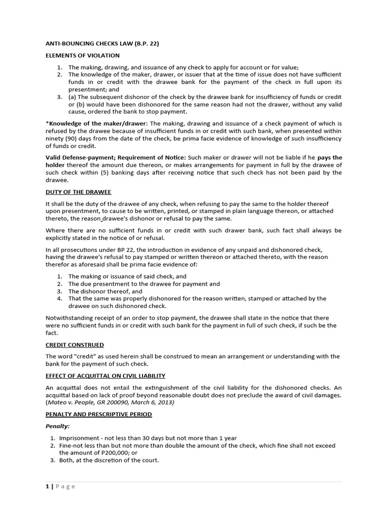 Anti-Bouncing Checks Law | PDF | Justice | Crime & Violence Anti-Bouncing Checks Law | PDF | Justice | Crime & Violence